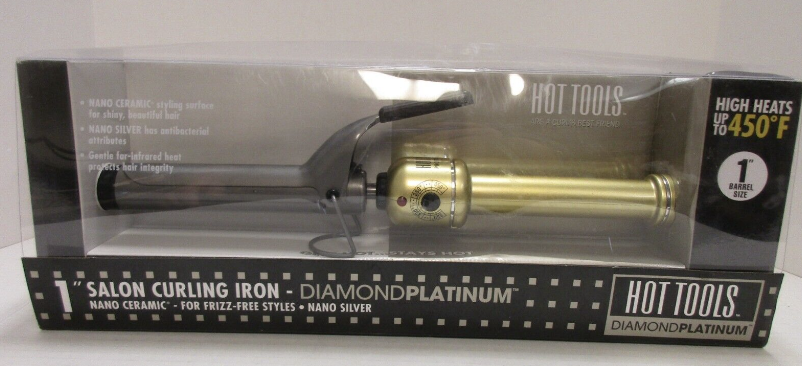 Hot Tools Diamond Platinum Salon Curling Iron 1" Nano Ceramic GOLD ...